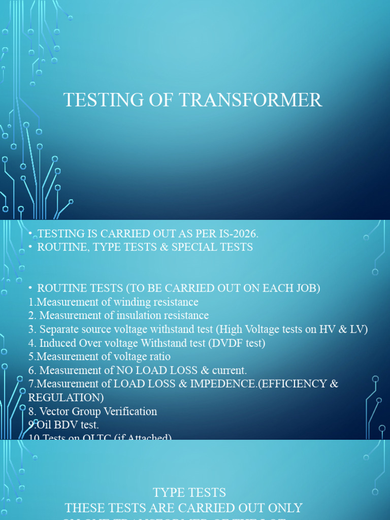 Testing of Transformer | PDF | Transformer | Voltage