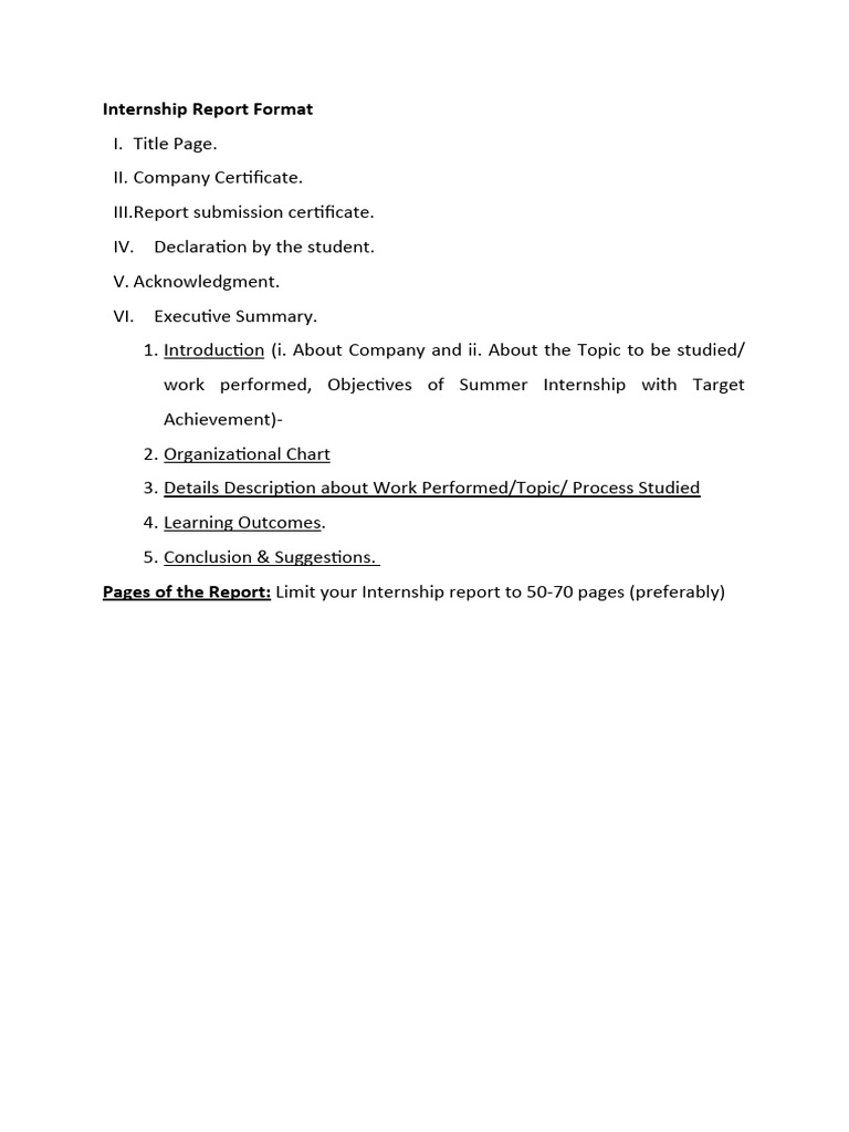 Internship Report Format | PDF | Finance & Money Management