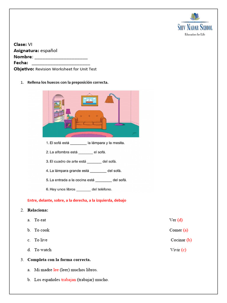 Grade 6 Revision Worksheet For UT Ans Key | PDF