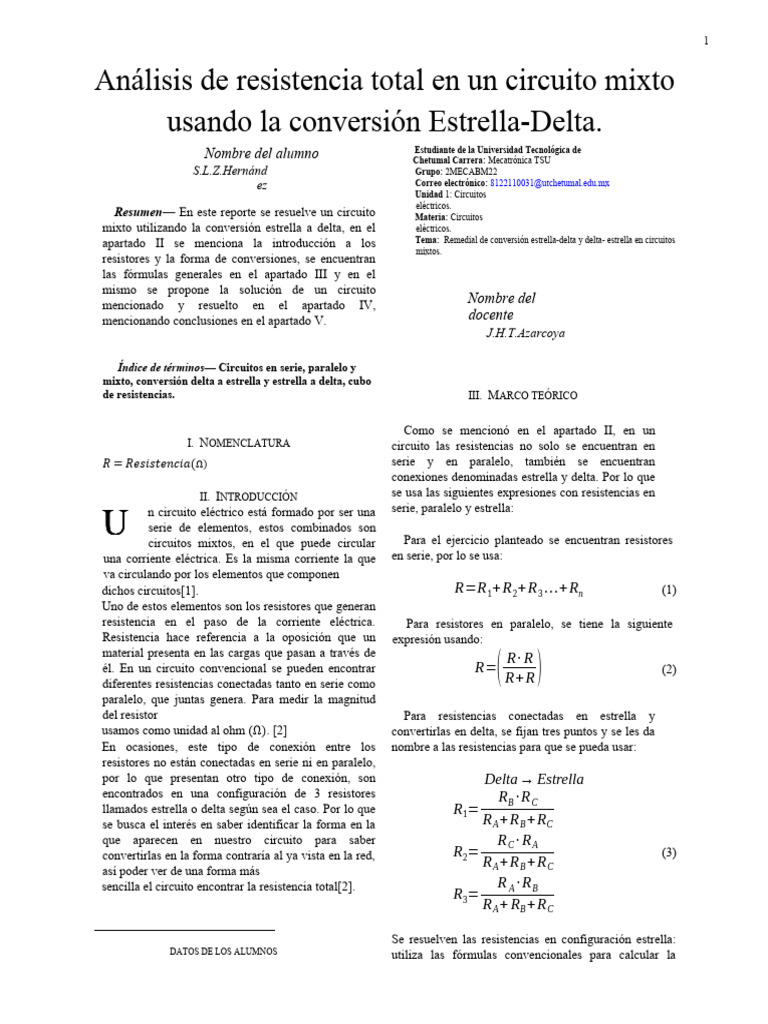 IEEE Cubo de Resistencias | PDF | Resistencia Eléctrica y Conductancia ...