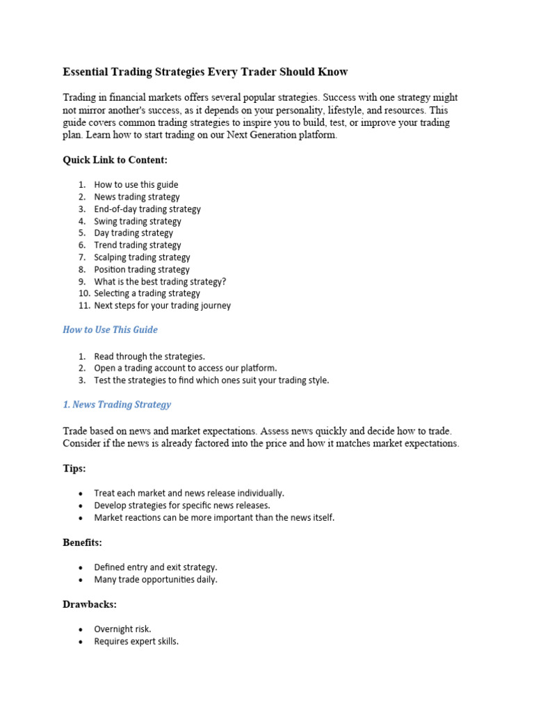 Essential Trading Strategies Guide | PDF | Day Trading | Private Sector