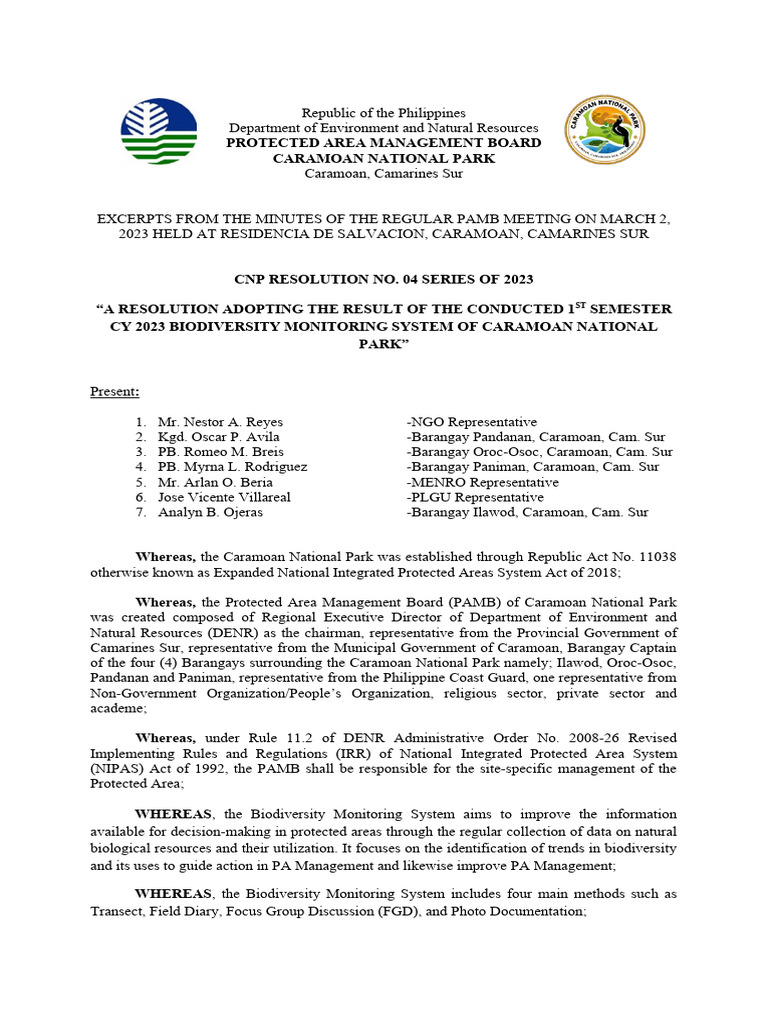 CNP q1 Cy2023 Pamb Resolution 04 | PDF | Natural Environment