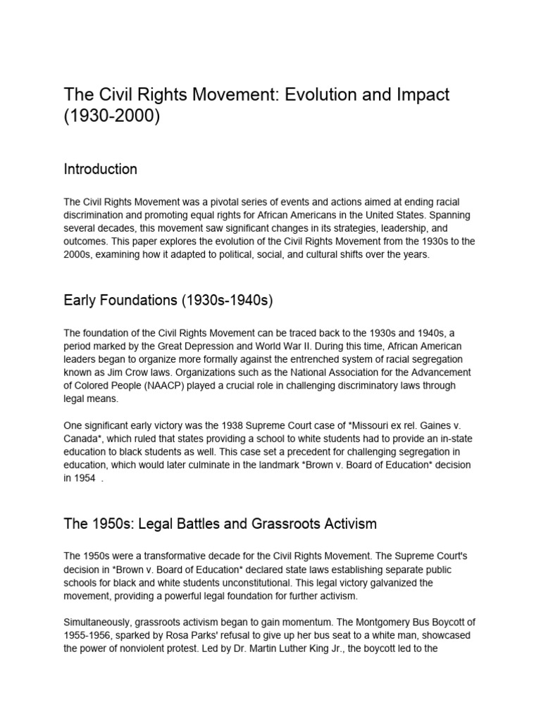 Civil Rights Movement: 1930-2000 Overview | PDF | Martin Luther King Jr ...
