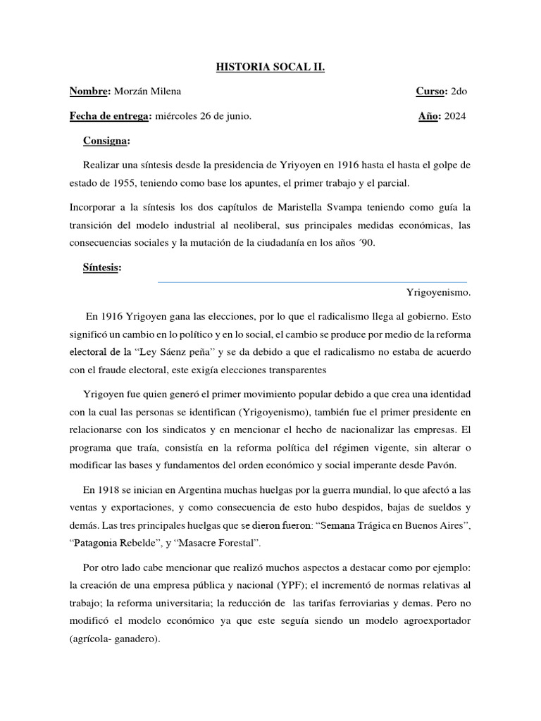 HISTORIA SOCAL II Resumen-1 | PDF | Los consumidores | Argentina
