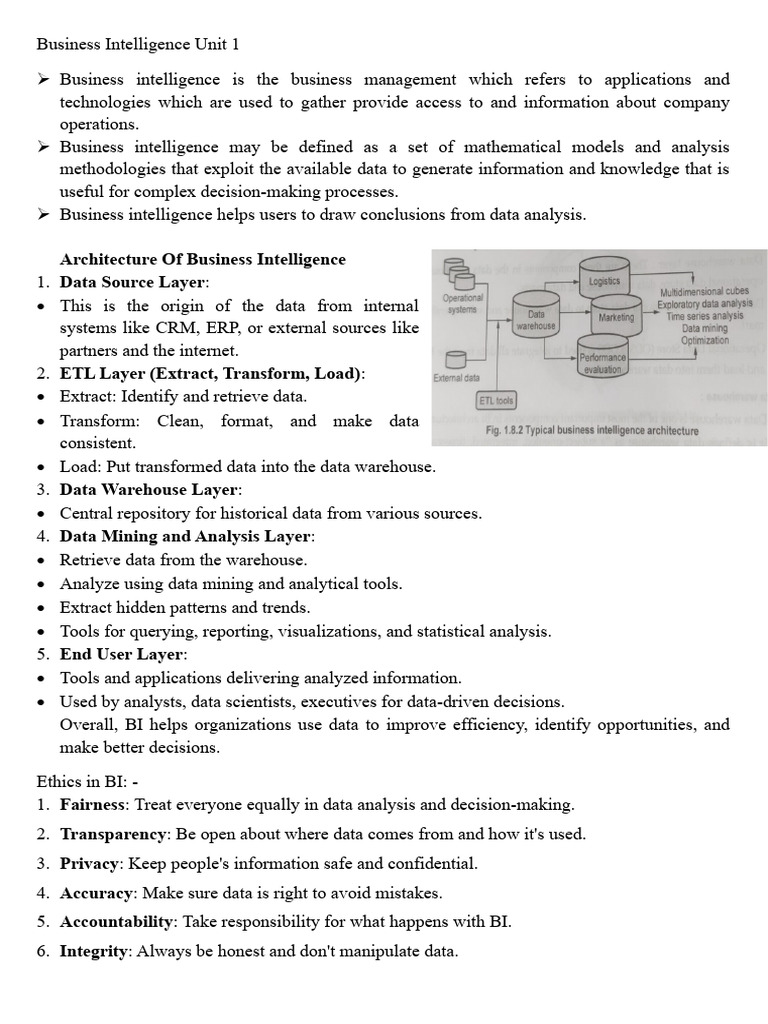 Business Intelligence Unit 1 | PDF | Business Intelligence | Data Analysis