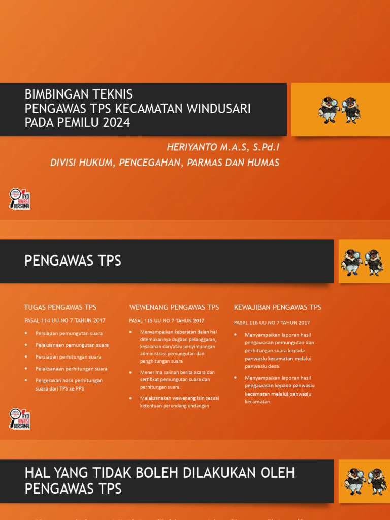 Panduan Pengawas TPS Pemilu 2024 | PDF