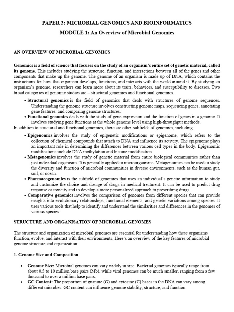 Microbial Genomics | PDF | Genomics | Gene