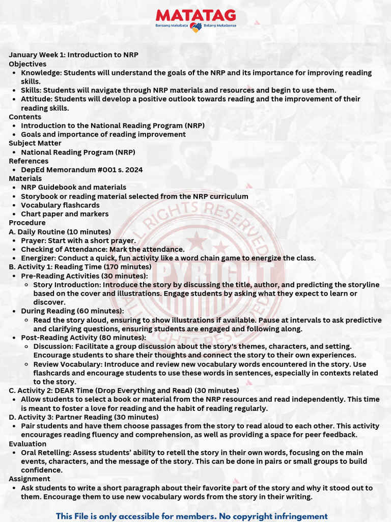 Grade 8 NRP 1 | PDF | Reading Comprehension | Narrative