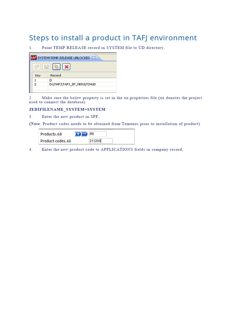 Steps To Install A Product in TAFJ Environment | PDF