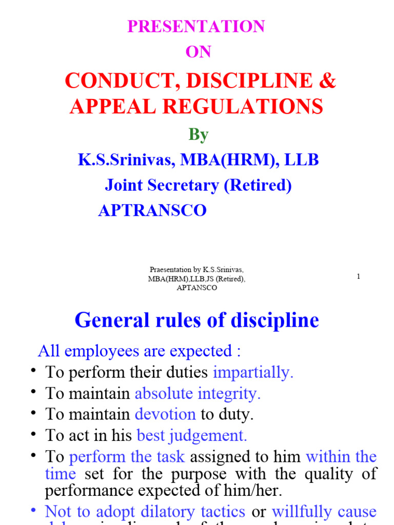 Conduct, Discipline and Appeal Regulations (31!01!2020) | PDF ...