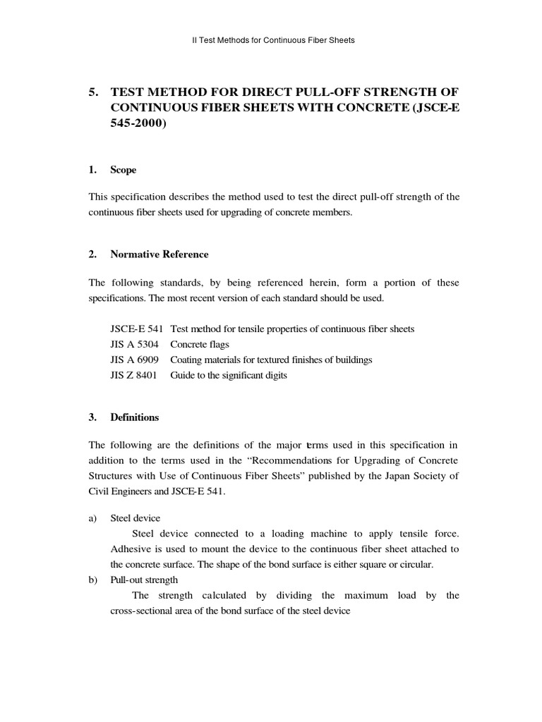 Test Method For Direct Pull-Off | PDF | Concrete | Strength Of Materials