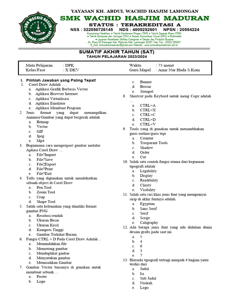 Sas DPK Kelas X DKV | PDF