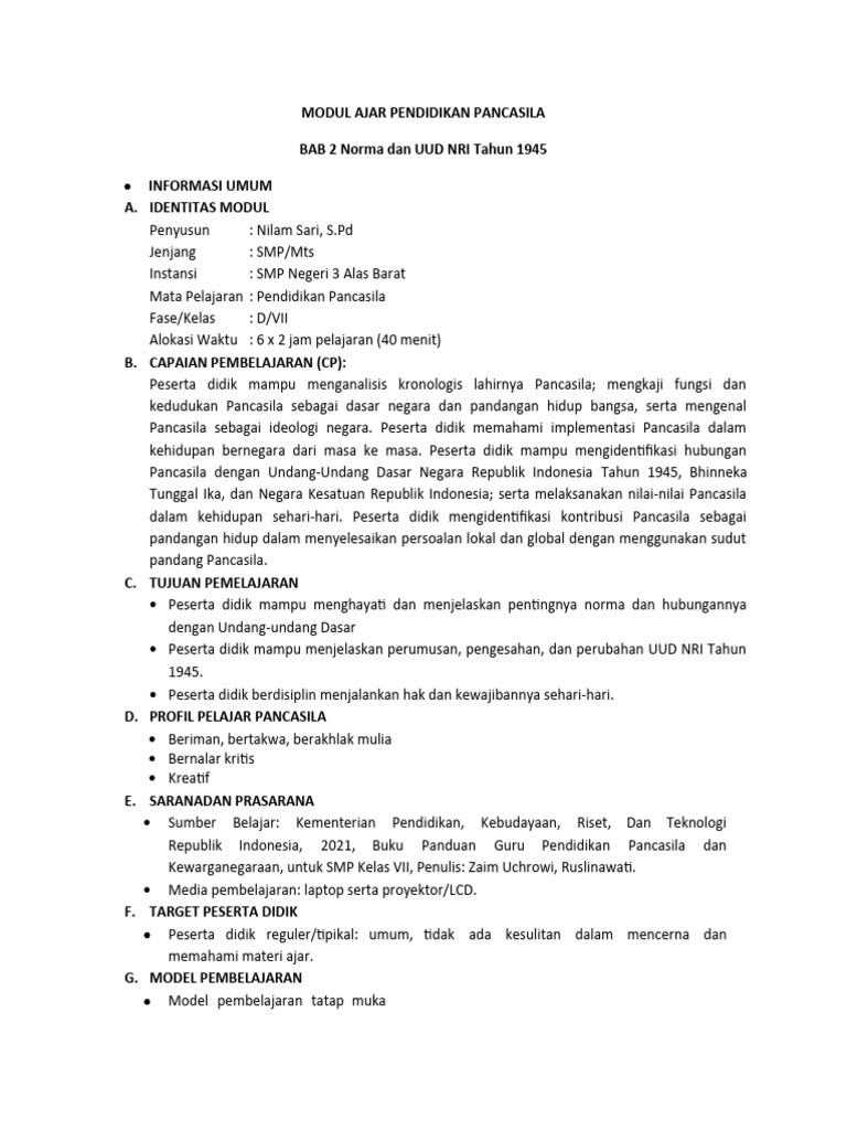 Ma Bab 2 PPKN Kelas 7 | PDF