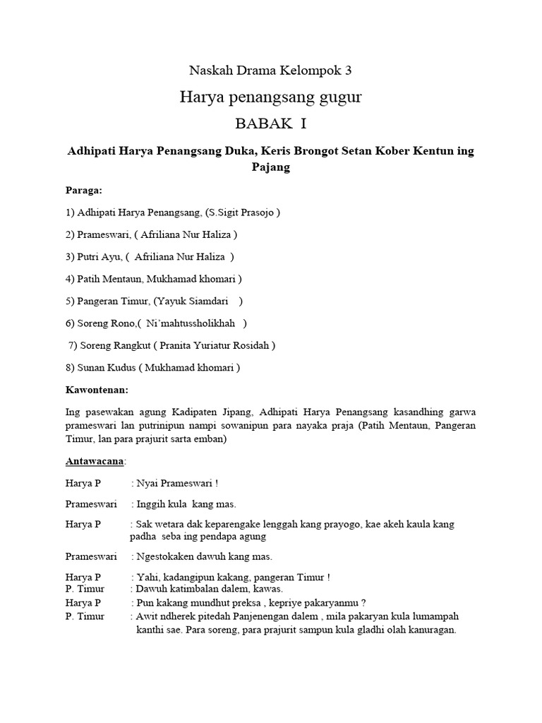 Drama Harya Penangsang: Kewajiban dan Intrik | PDF | Agama & Spiritualitas | Puisi