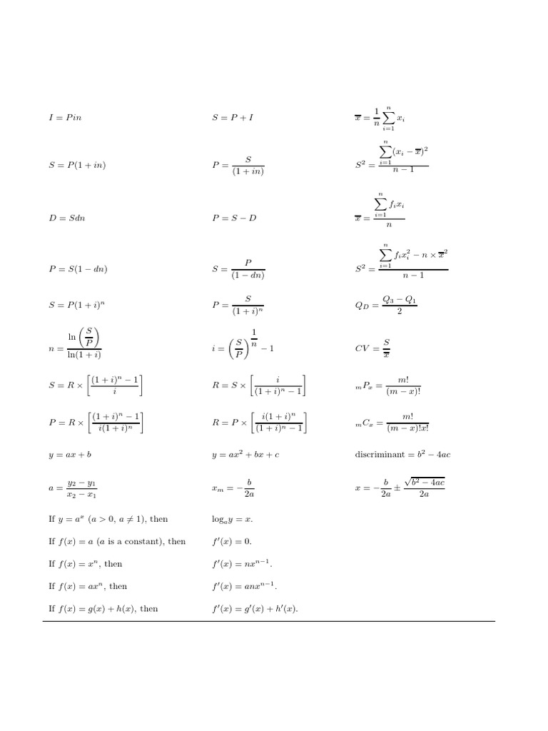 List of formulas | PDF