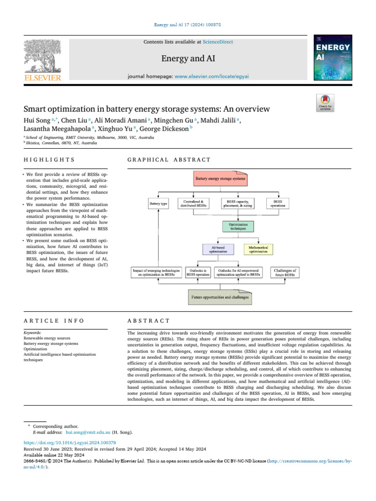 Smart Optimization in Battery Energy Storage Systems An Overview | PDF ...