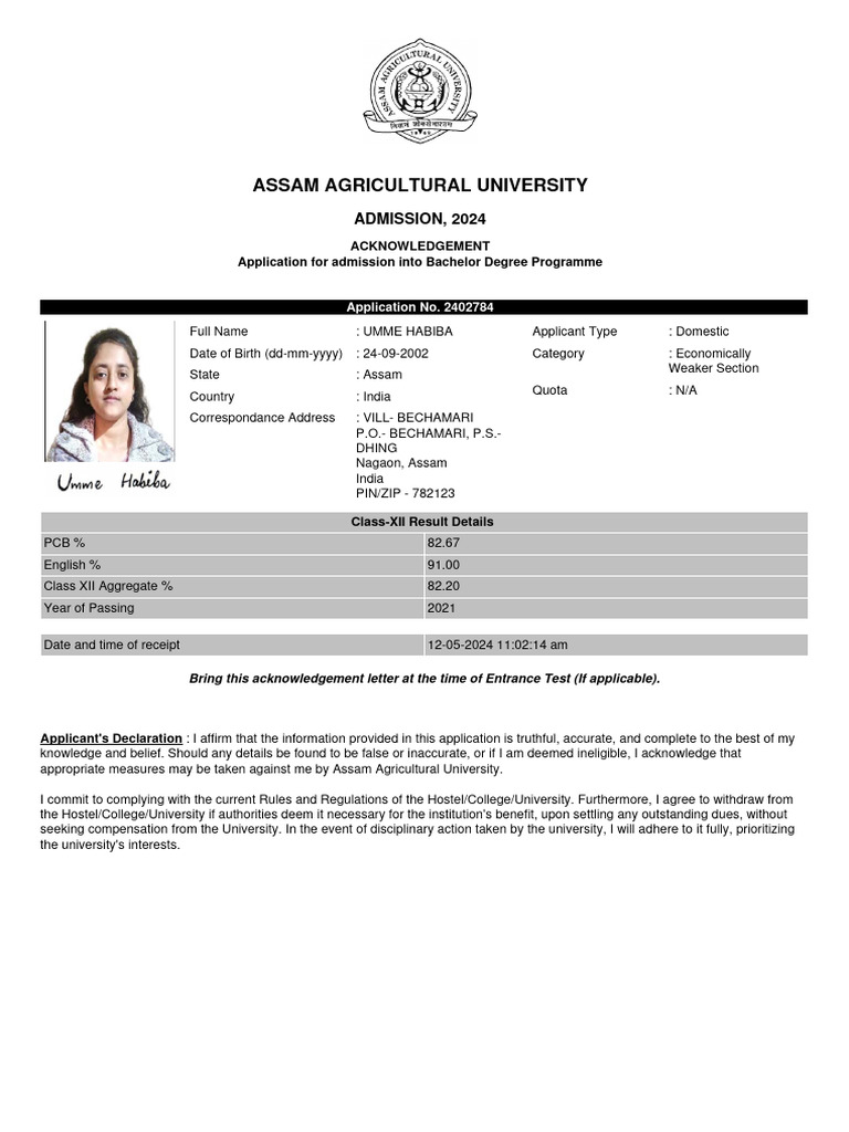 AAU Acknowledgement 2402784 | PDF | Justice | Crime & Violence