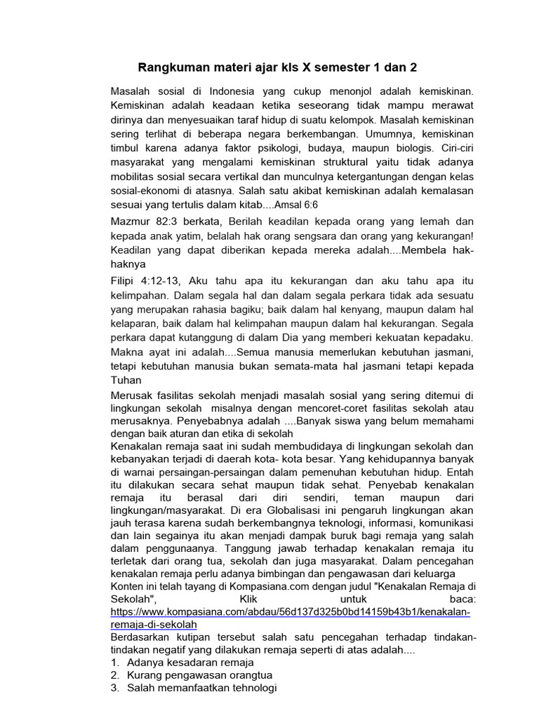 Rangkuman Materi Pak Kelas X | PDF