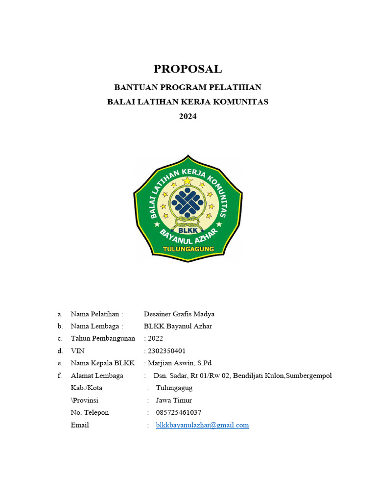 PROPOSAL BLKK Revisi | PDF | Karier & Perkembangan