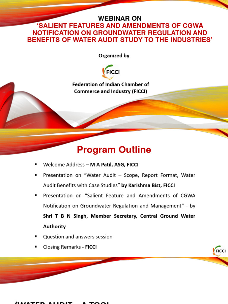 FICCI - Water Audit Ppt-Nov 29 2023-Karishma Bist | PDF | Water | Groundwater