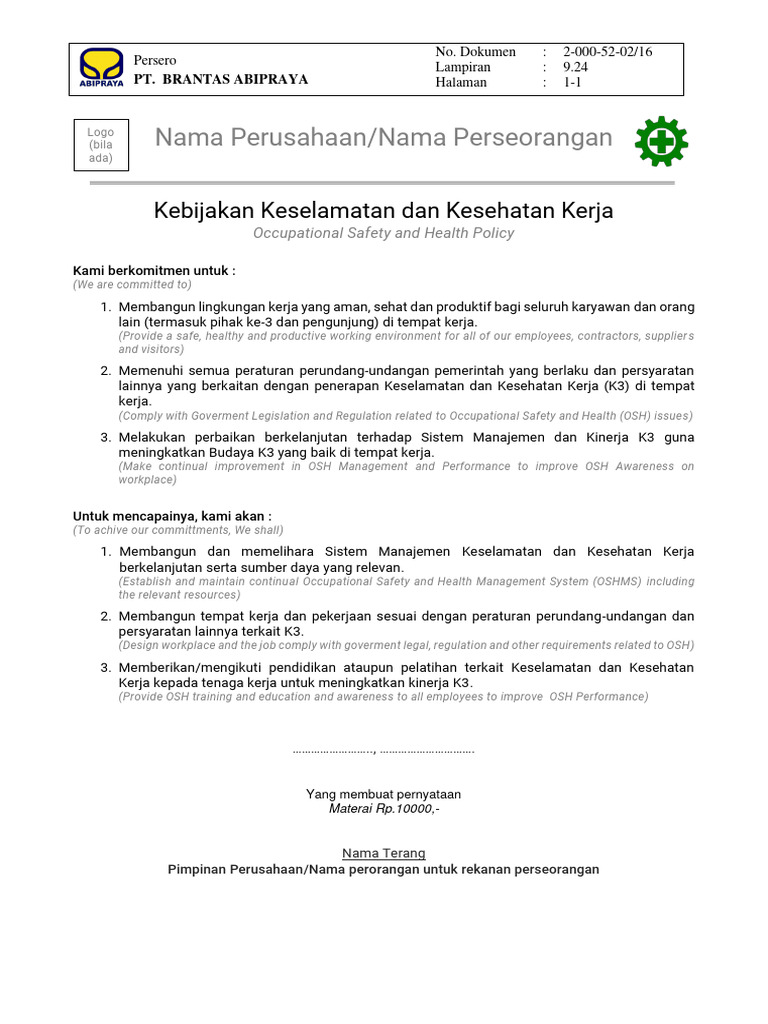 Kebijakan K3L | PDF
