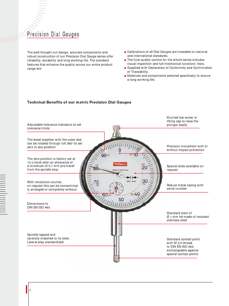 Precision Dial Gauges Analogue | PDF | Sheet Metal | Accuracy And Precision