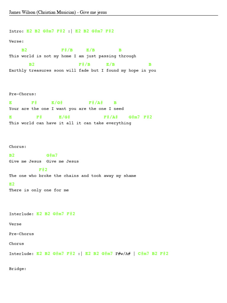 Give Me Jesus Chords Pdf