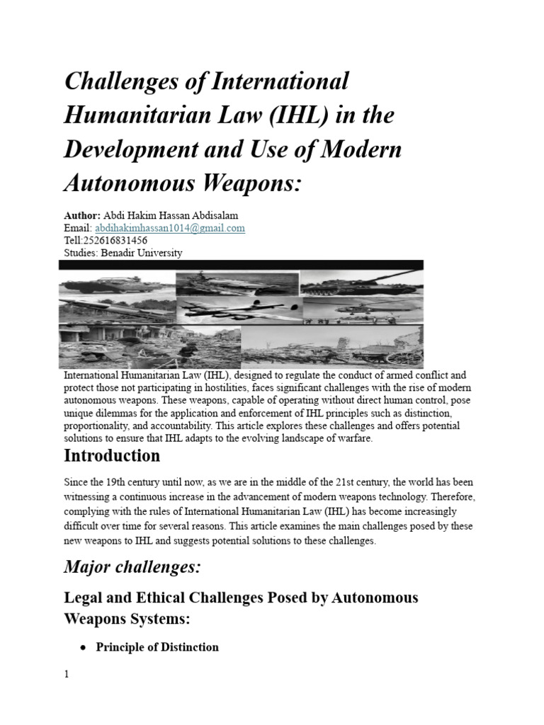 Article About Challenges of IHL | PDF | International Humanitarian Law | Artificial Intelligence
