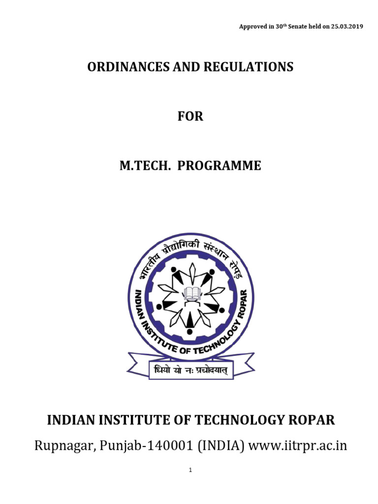 final Mtech ordinances | PDF | Course Credit | Thesis