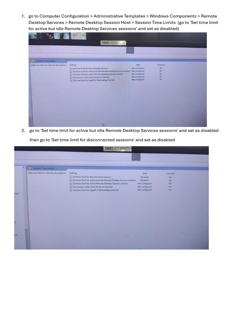 Disable Remote Desktop Session Time Limits | PDF