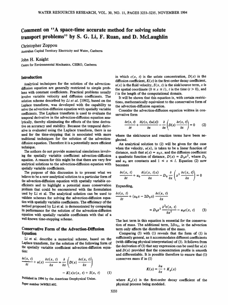 Comment On A Space Time Accurate Method | PDF | Physics | Chemical Engineering