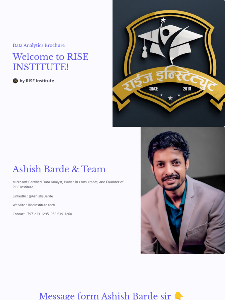 Data Analytics Brochure Welcome To RISE INSTITUTE | PDF | Microsoft ...