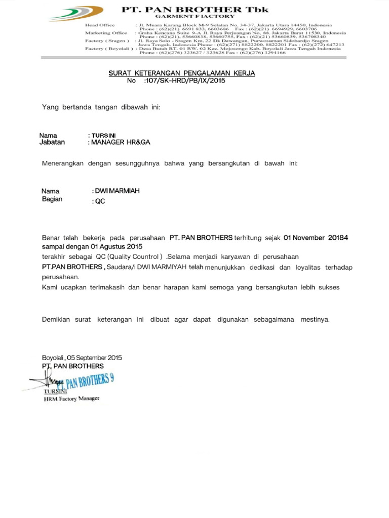 PT - Pan Brothers - Indonesia | PDF