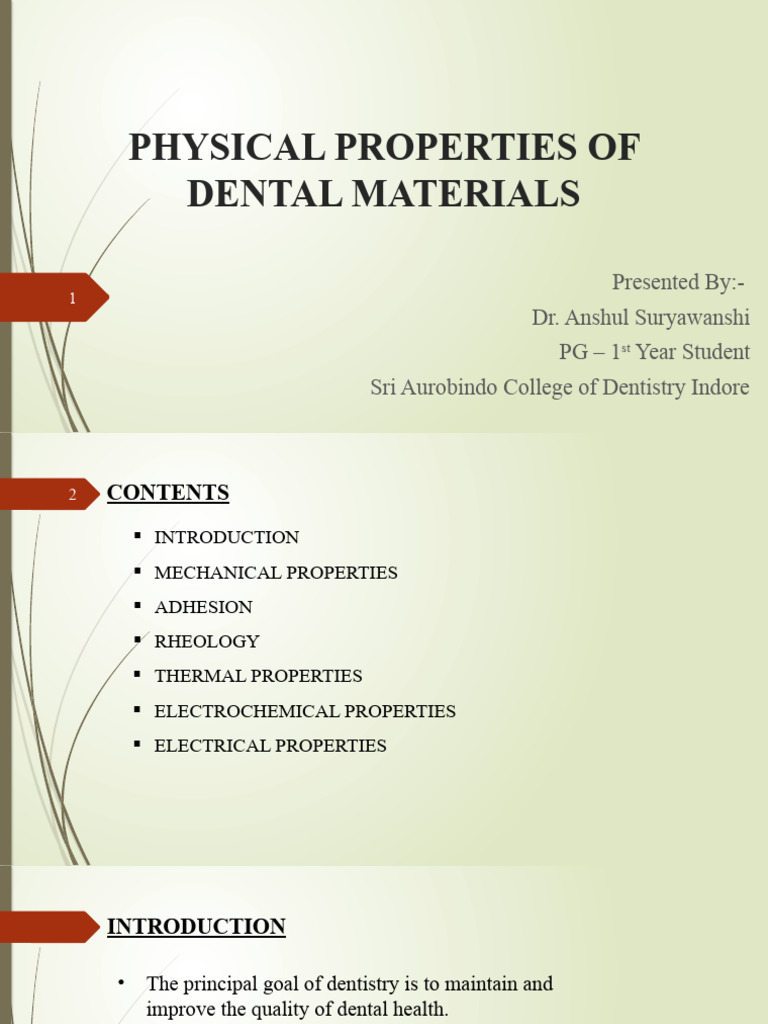 Physical Properties of Dental Materials | PDF | Deformation ...