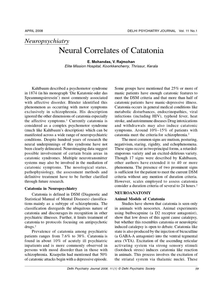 Neural Correlates of Catatonia | PDF | Striatum | Cerebral Cortex