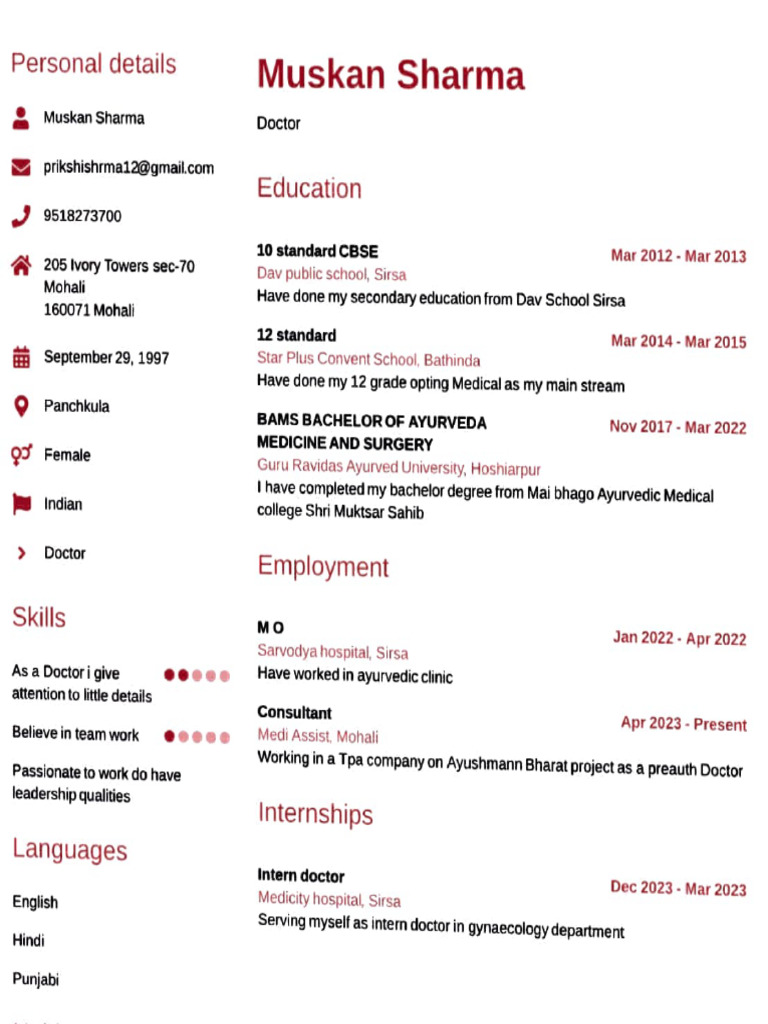 Muskan Sharma: Internships | PDF