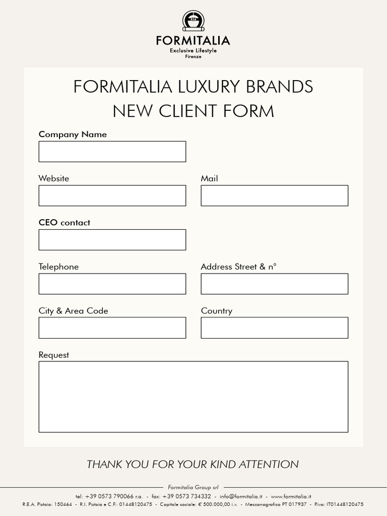 FORMITALIA New Client Form | PDF