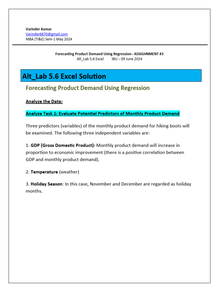 Assignment - 3 - Alt - Lab 5.6 SS | PDF | Dependent And Independent Variables | Regression Analysis