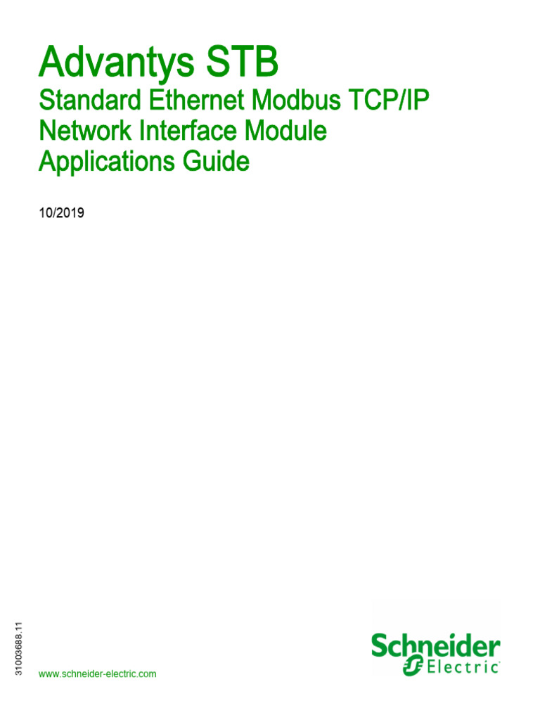 Advantys STB: Standard Ethernet Modbus TCP/IP Network Interface Module Applications Guide | PDF ...