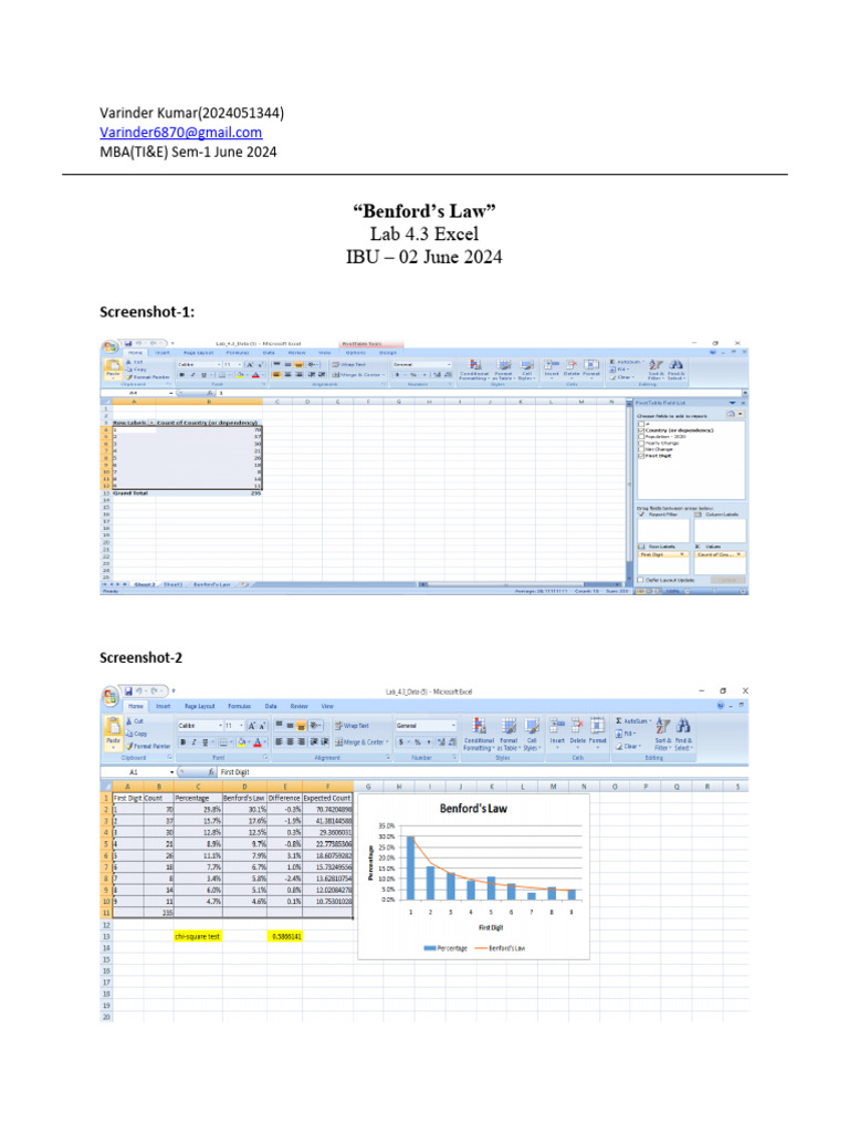 Benford's Law Analysis in Excel | PDF