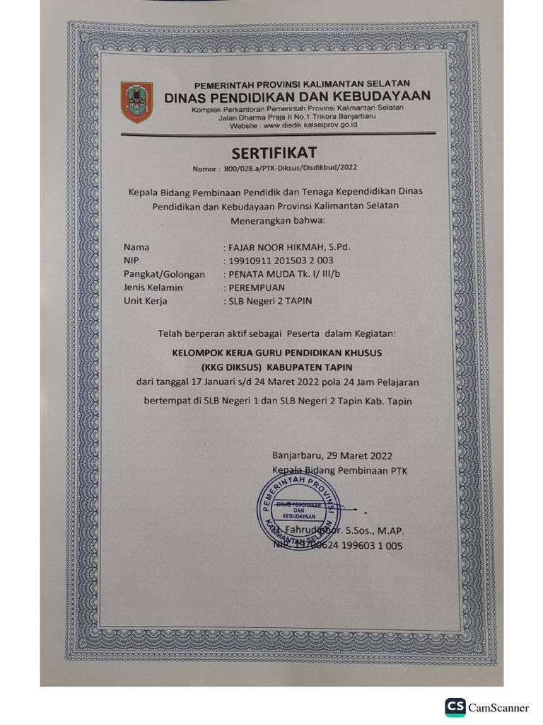 Sertifikat KKG 2022 | PDF