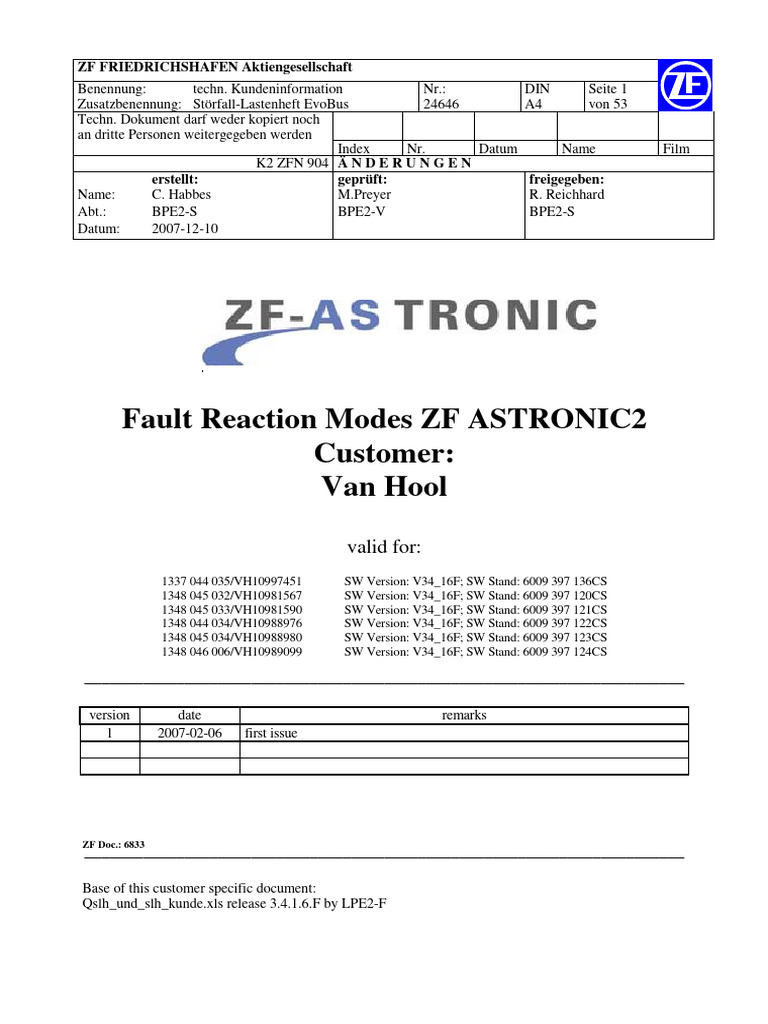 ZF Astronic Fault Codes Overview | PDF | Clutch | Power Supply