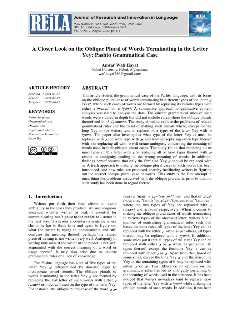 A Closer Look On The Oblique Plural of W | PDF | Verb | Semantics