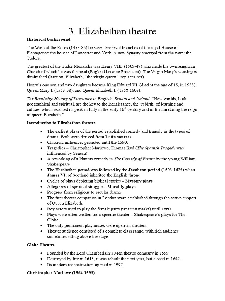 Elizabethan Theatre | PDF | William Shakespeare | Hamlet