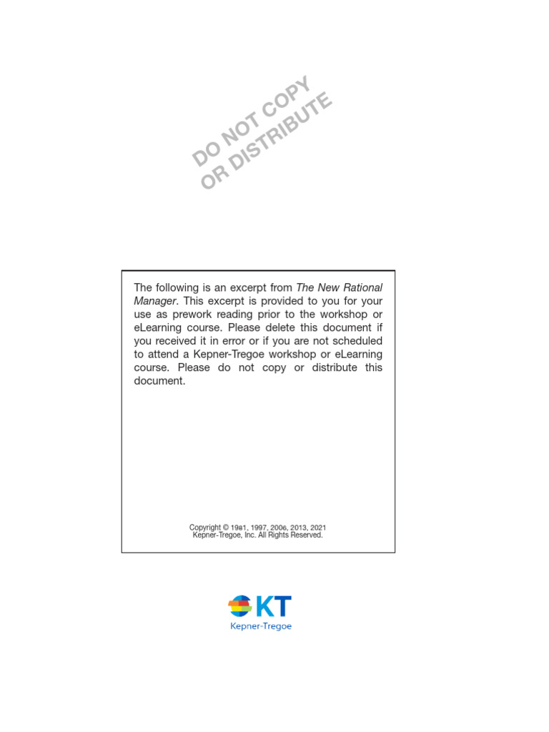 The New Rational Manager New Cover Chapters 1 and 4 | PDF | Thought ...