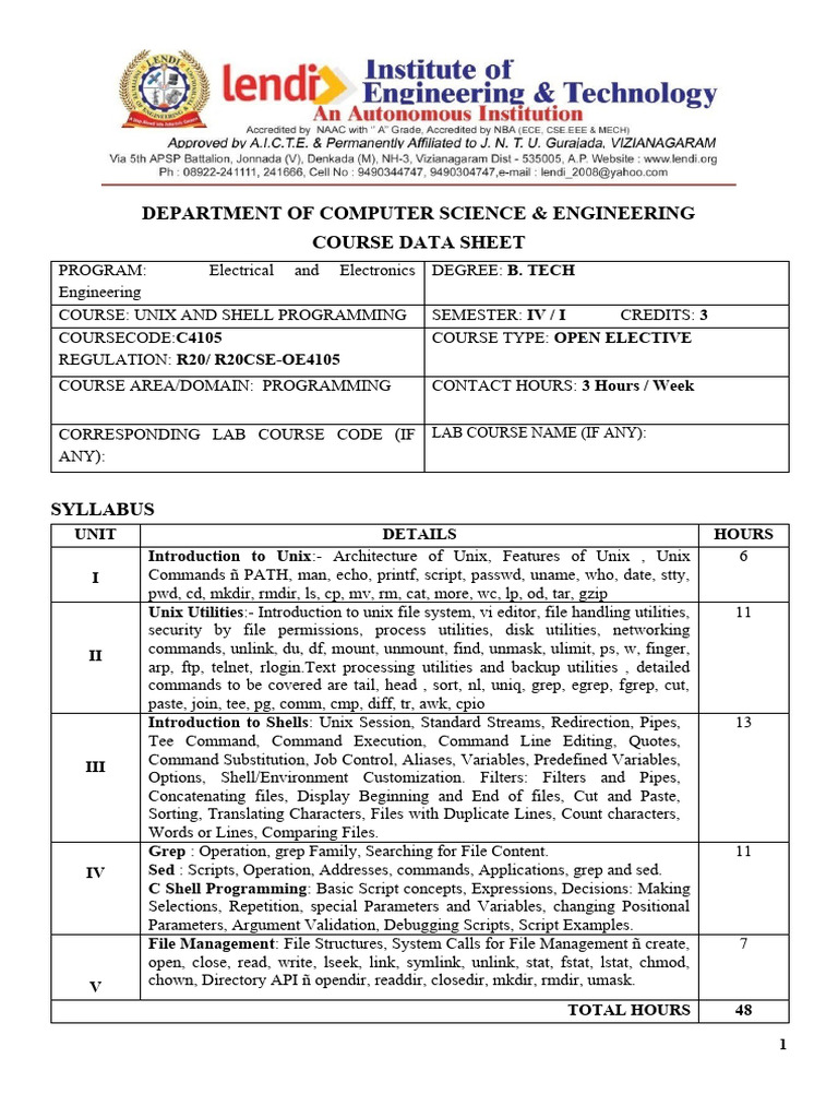 Course Information Sheet UNIX | PDF | Unix | Software Course Information Sheet UNIX | PDF | Unix | Software