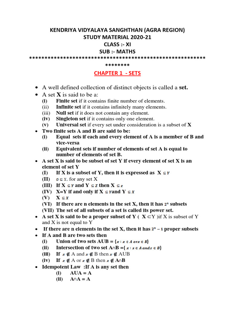 Xi Maths Study Material | PDF | Function (Mathematics) | Set (Mathematics)