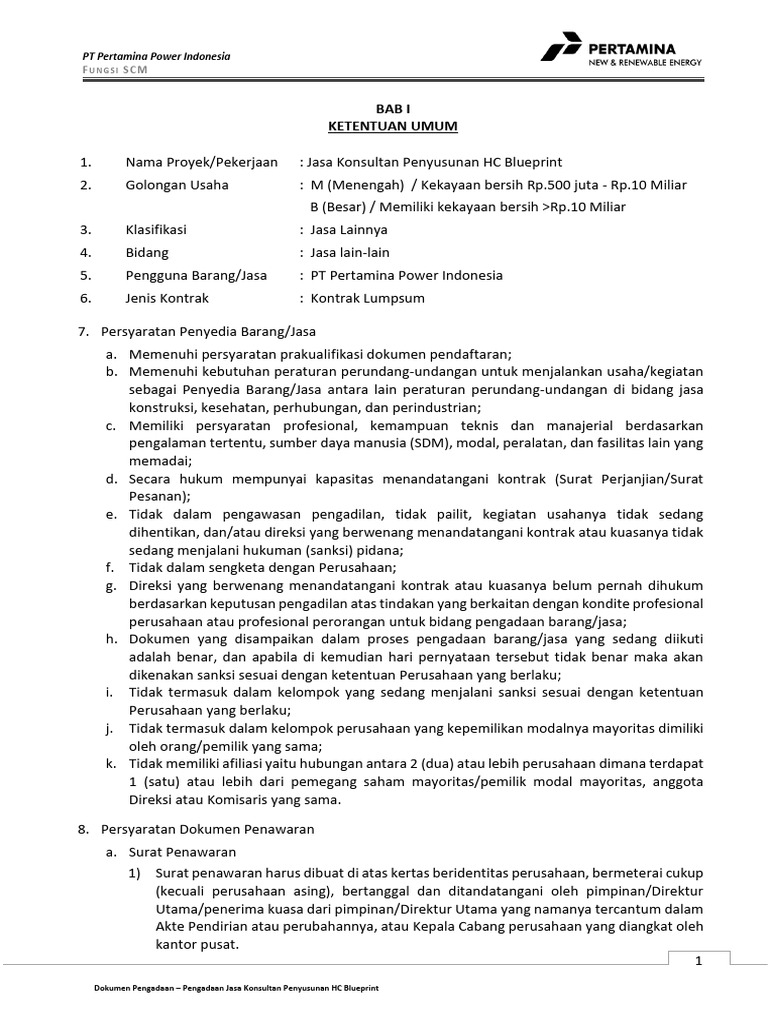 Pengadaan Jasa Konsultan HC Blueprint | PDF