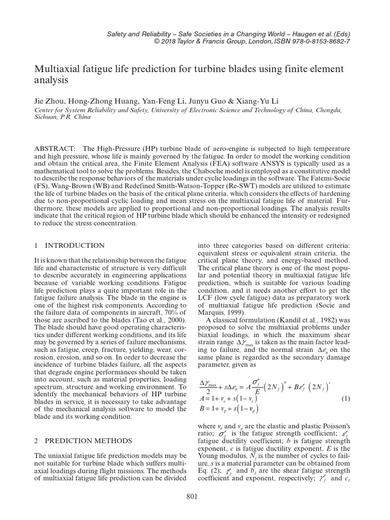 Multiaxial Fatigue Life Prediction For Turbine Bla | PDF | Strength Of Materials | Fatigue ...