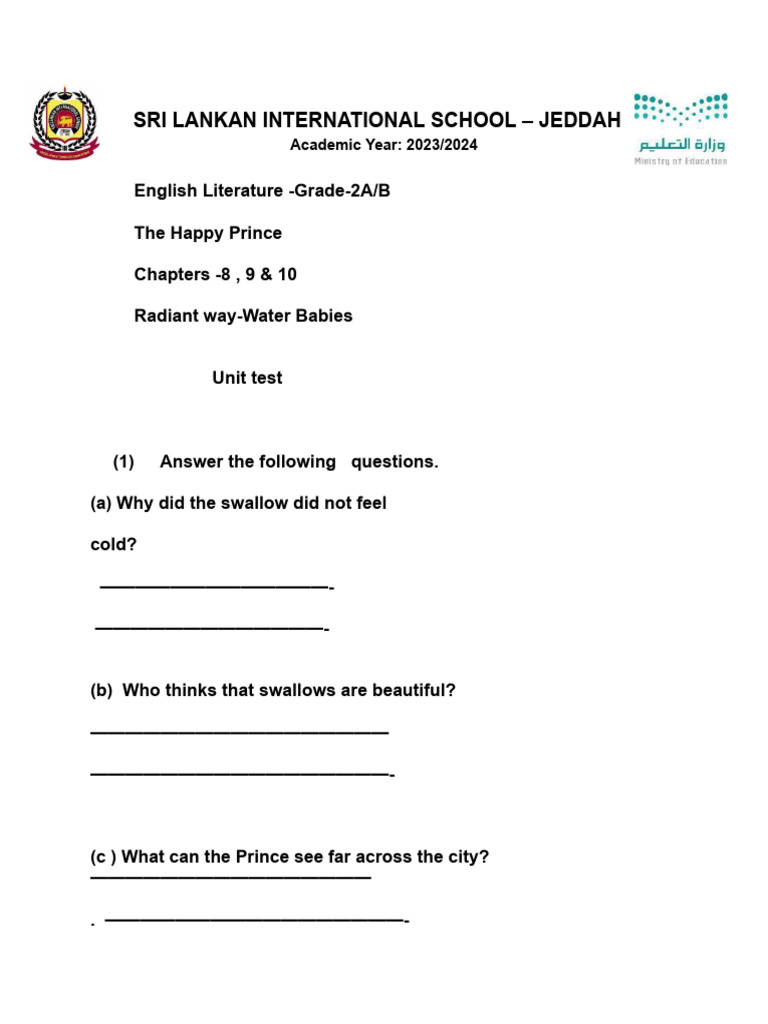 English Literature Unit Test | PDF | Art